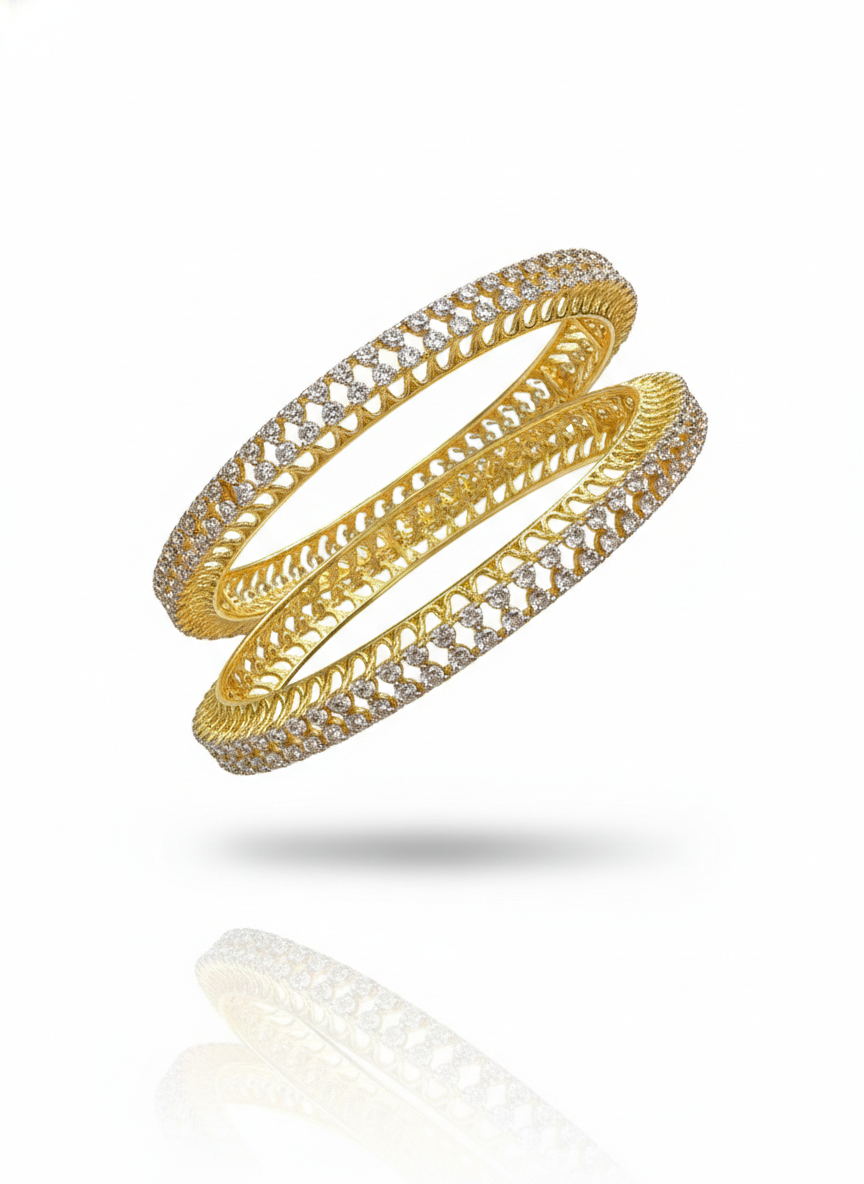 Double Layer Diamond Bangles – ETIhouseofsilver