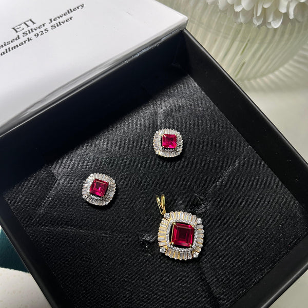 Ruby channel pendant set – ETIhouseofsilver